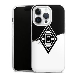 DeinDesign Handyhülle Borussia Mönchengladbach Gladbach Borussia Scratch Schwarz-Weiss, Apple iPhone 14 Pro Silikon Hülle Bumper Case Handy Schutzhüll
