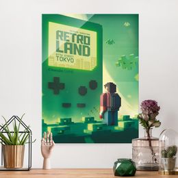 Glasbild Retro Classic Game in Türkis