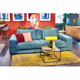 Die Wäscherei Hamburg Big Sofa Mythos mit großer Sitztiefe in blauem Strukturstoff