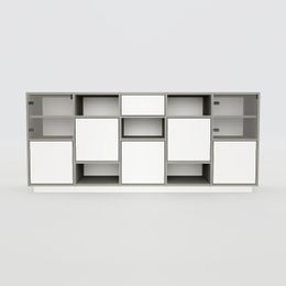 MYCS Vitrine Weiß - Moderne Glasvitrine: Schubladen in Weiß & Türen in Weiß - Hochwertige Materialien - 195 x 85 x 47 cm, konfigurierbar