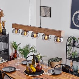 hofstein Vouhet Pendelleuchte Braun, Holzoptik, Schwarz, 5-flammig