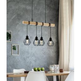 Eglo Leuchten Eglo TOWNSHEND Pendelleuchte Naturfarben, Schwarz, 4-flammig