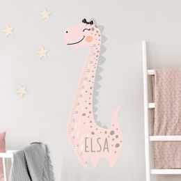 Kindermesslatte Wandtattoo Dino Mädchen Pastell mit Wunschname