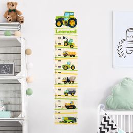 Kindermesslatte Wandtattoo Erntemaschine Traktor und Co mit Wunschname