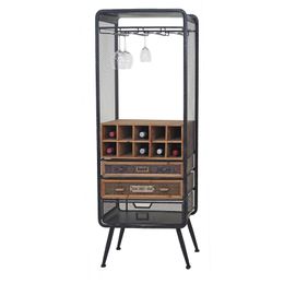 Weinregal MCW-C91, Flaschenregal Barschrank Weinst&auml;nder f&uuml;r 10 Flaschen, Tanne Holz Vintage 157x57x38cm