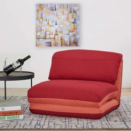 Schlafsessel MCW-E68, Schlafsofa Funktionssessel Klappsessel Relaxsessel, Stoff/Textil ~ orange/dunkelrot