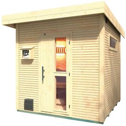 Weka Design Saunahaus KUOPIO Sparset natur, mit 9,0 kW OS Klassikofen