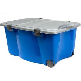 Deuba Aufbewahrungsbox mit Deckel xxl Kunststoffbox Allzweckbox Spielzeugkiste Rollbox blau