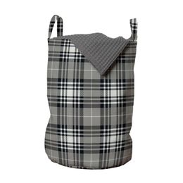 Abakuhaus Wäschesäckchen Wäschekorb mit Griffen Kordelzugverschluss für Waschsalons, Kariert Dunkle britische Tartan, grau|schwarz