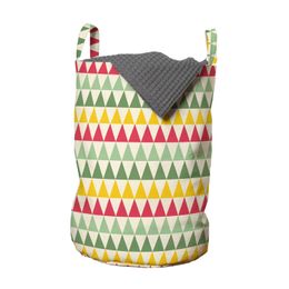 Abakuhaus Wäschesäckchen Wäschekorb mit Griffen Kordelzugverschluss für Waschsalons, Geometrisch Triangles Bunte, grün
