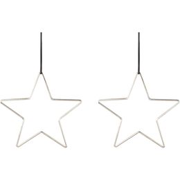 Creativ deco Dekostern Weihnachtsstern, Weihnachtsdeko, 2 St., aus Aluminium, Hängedekoration, 2er Set, Ø ca. 21 cm, silberfarben