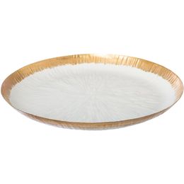 Creativ deco Dekoteller AGNES Weihnachtsdeko (1 St), mit Gold-Akzent, goldfarben|weiß, Ø 36 cm x 3 cm