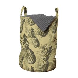 Abakuhaus Wäschesäckchen Wäschekorb mit Griffen Kordelzugverschluss für Waschsalons, Ananas Tropic Grunge Muster