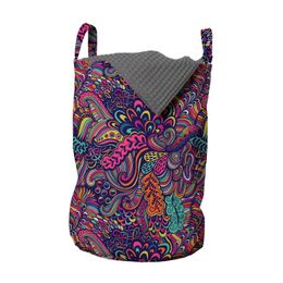 Abakuhaus Wäschesäckchen Wäschekorb mit Griffen Kordelzugverschluss für Waschsalons, Psychedelisch Exotic Seaweed, bunt