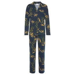 Lascana Pyjama Damen Gr&ouml;&szlig;e S/M marine / senf / dunkelgelb / petrol Winterkleid
