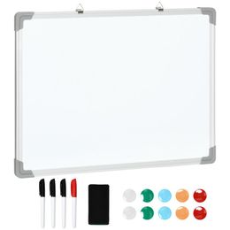 HOMCOM Whiteboard mit Magneten, Stiften und Wischtuch weiß (Farbe: weiß)