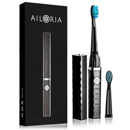 AILORIA FLASH TRAVEL FT-271B USB-Schallzahnbürste schwarz/silber inkl. 2 Bürstenköpfe