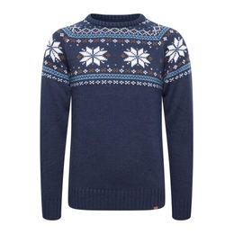 11 Project Pullover 'Timbro' Herren Gr&ouml;&szlig;e XXXL blau / cyanblau / ocker / wei&szlig;