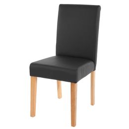 MCW Esszimmerstuhl Littau, Küchenstuhl Stuhl, Kunstleder ~ schwarz matt, helle Beine