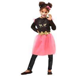 buttinette Kinderkleid "Katze", pink/schwarz