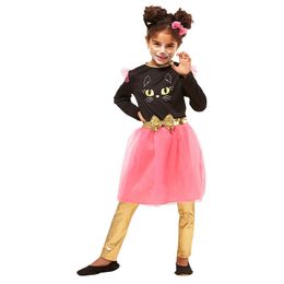 buttinette Kinderkleid "Katze", pink/schwarz