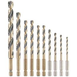 Dewalt DT20620-QZ HSS-G Metall-Spiralbohrer-Set 10teilig 3 mm, 3.5 mm, 4 mm, 4.5 mm, 5 mm, 6 mm, 8 mm, 10 mm korrosionsgeschützt Sechskant 1 Set