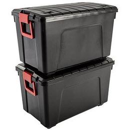 2 IRIS OHYAMA Multi Aufbewahrungsbox 2x 110,0 l schwarz, rot 44,5 x 75,0 x 66,0 cm