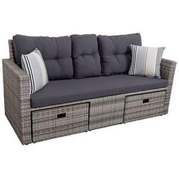 Garden Pleasure Loungesofa Valetta, hellgrau Kunststoff, Metall, 7-teilig