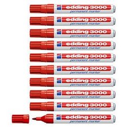 Edding 3000 Permanentmarker rot 1,5 - 3,0 mm, 10 St.