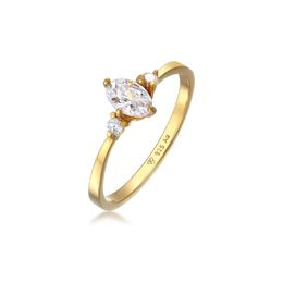 Elli Damen Fingerring &raquo;Zirkonia Oval Verlobung 925 Silber&laquo; gold