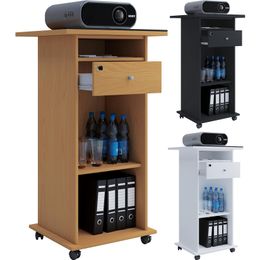 Vcm Holz Standschreibtisch ideal f&uuml;r Beamer oder Projektor mit Rollen Ma&szlig;e: H. 108 x B. 60 x T. 50 cm Pultfl&auml;che neigbar Schublade abschlie&szlig;bar - Neta