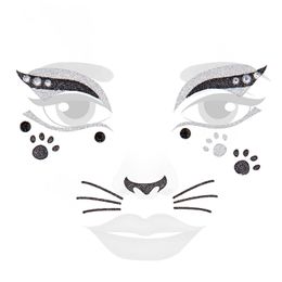 buttinette Face-Art-Tattoo "Katze", schwarz/silber