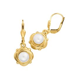 Paar Ohrhänger Lady Ohrringe Gr. Perle ct, Silber 925 (Sterlingsilber), silberfarben (silber vergoldet 925) Damen Ohrhänger
