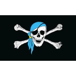 flaggenmeer Flagge Pirat mit blauem Kopftuch 80 g/m²