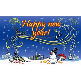 flaggenmeer Flagge Happy New Year mit Schneemann 80 g/m²