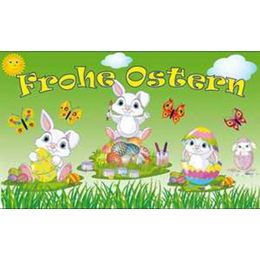 flaggenmeer Flagge Frohe Ostern weiße Hasenkinder 80 g/m²
