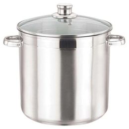 BURI Kochtopf Edelstahl Kochtopf 10L mit Glasdeckel Suppentopf Gulaschtopf Universal, Edelstahl
