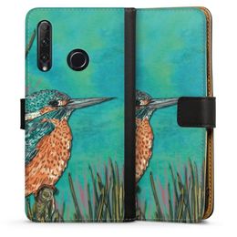DeinDesign Handyhülle Tiere Vogel Malerei Kingfisher, Huawei Honor 20 Lite Hülle Handy Flip Case Wallet Cover, schwarz