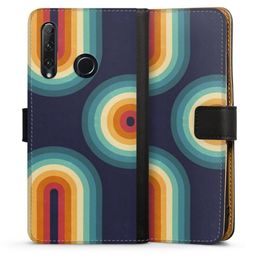 DeinDesign Handyhülle Retro bunt Regenbogen Double Rainbow on Blue, Huawei Honor 20 Lite Hülle Handy Flip Case Wallet Cover, schwarz