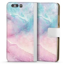 DeinDesign Handyhülle Marmor Abdruck Pastell Iridescent Marble, Huawei P10 Hülle Handy Flip Case Wallet Cover Handytasche Leder, weiß