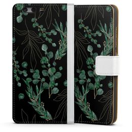 DeinDesign Handyhülle Eukalyptus Blätter Natur Eukalyptusblätter Black, Huawei P10 Hülle Handy Flip Case Wallet Cover Handytasche Leder, weiß
