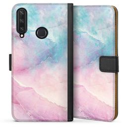 DeinDesign Handyhülle Marmor Abdruck Pastell Iridescent Marble, Huawei Y6p Hülle Handy Flip Case Wallet Cover Handytasche Leder, schwarz