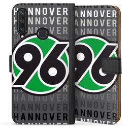 DeinDesign Handyhülle Offizielles Lizenzprodukt Hannover 96 - H96, Huawei Y6p Hülle Handy Flip Case Wallet Cover Handytasche Leder, schwarz