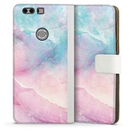DeinDesign Handyhülle Marmor Abdruck Pastell Iridescent Marble, Huawei Honor 8 Hülle Handy Flip Case Wallet Cover Handytasche Leder, weiß