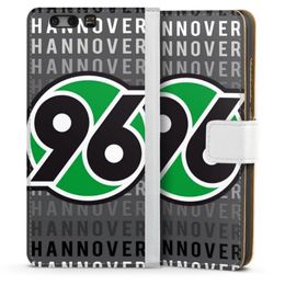 DeinDesign Handyhülle Offizielles Lizenzprodukt Hannover 96 - H96, Huawei P10 Hülle Handy Flip Case Wallet Cover Handytasche Leder, weiß