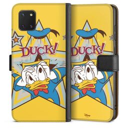DeinDesign Handyhülle Donald Duck Disney Offizielles Lizenzprodukt DUCK!, Samsung Galaxy Note 10 lite Hülle Handy Flip Case Wallet Cover, schwarz