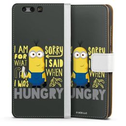 DeinDesign Handyhülle Minions Kevin Banane Minions Hungry, Huawei P10 Hülle Handy Flip Case Wallet Cover Handytasche Leder, weiß