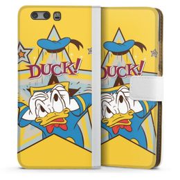 DeinDesign Handyhülle Donald Duck Disney Offizielles Lizenzprodukt DUCK!, Huawei P10 Hülle Handy Flip Case Wallet Cover Handytasche Leder, weiß