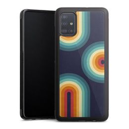 DeinDesign Handyhülle Retro bunt Regenbogen Double Rainbow on Blue, Samsung Galaxy A51 Gallery Case Glas Hülle, schwarz