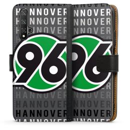 DeinDesign Handyhülle Offizielles Lizenzprodukt Hannover 96 - H96, Huawei Nova 5T Hülle Handy Flip Case Wallet Cover Handytasche Leder, schwarz
